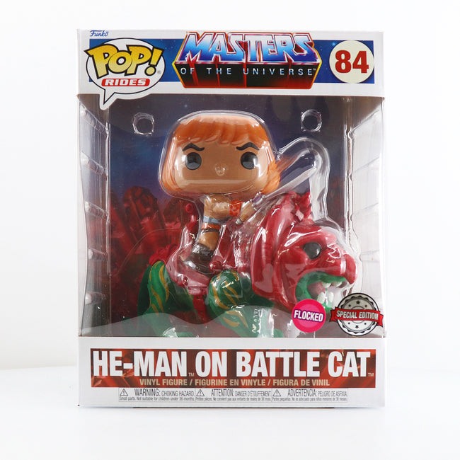 Funko Pop! Masters of The Universe He-Man on Battle Cat (Flocked) (Spe– First Form Collectibles